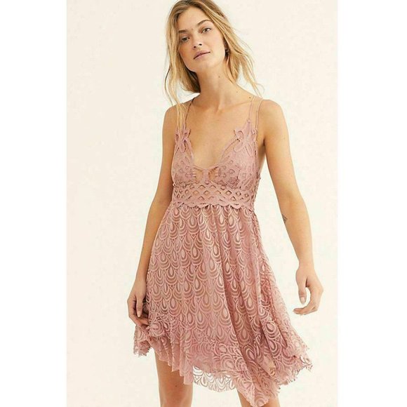 Free People | Dresses | Free People Fp One Adella Burnout Slip Mini Dress Crochet Beach Lace ...